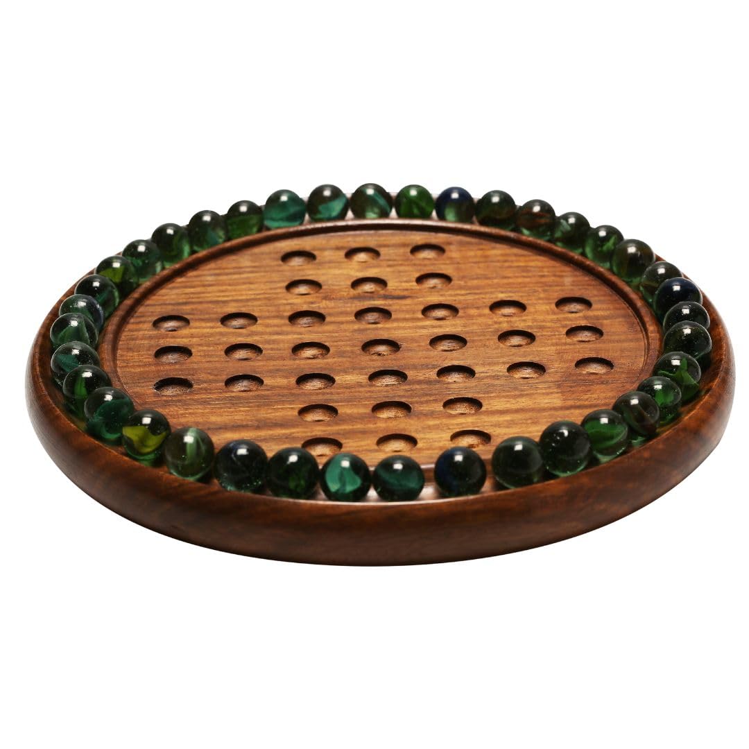Amazon.com: Handcrafted Wooden Solitaire Marble 10" inch Board Game ...