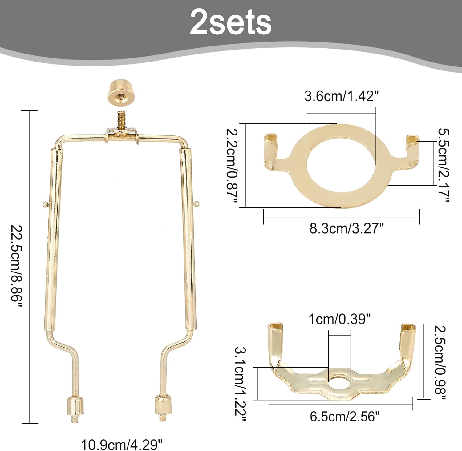OLYCRAFT 2 Sets Lamp Shade Harp Holder 8 9 10 Inch Adjustable Lamp Harp ...
