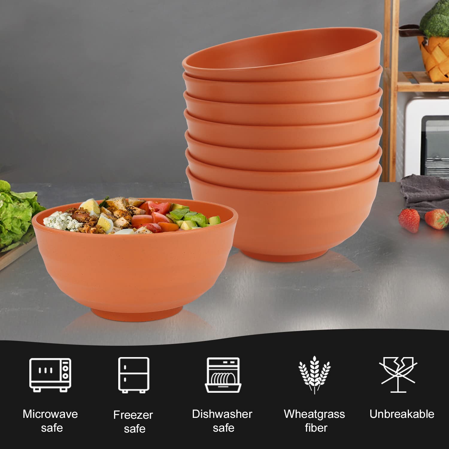 Snapklik.com : Homienly Cereal Bowl Set, Wheat Straw Fiber Unbreakable ...