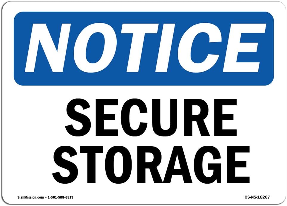 Amazon.com: SignMission OSHA Notice Signs-Secure Storage | Decal ...