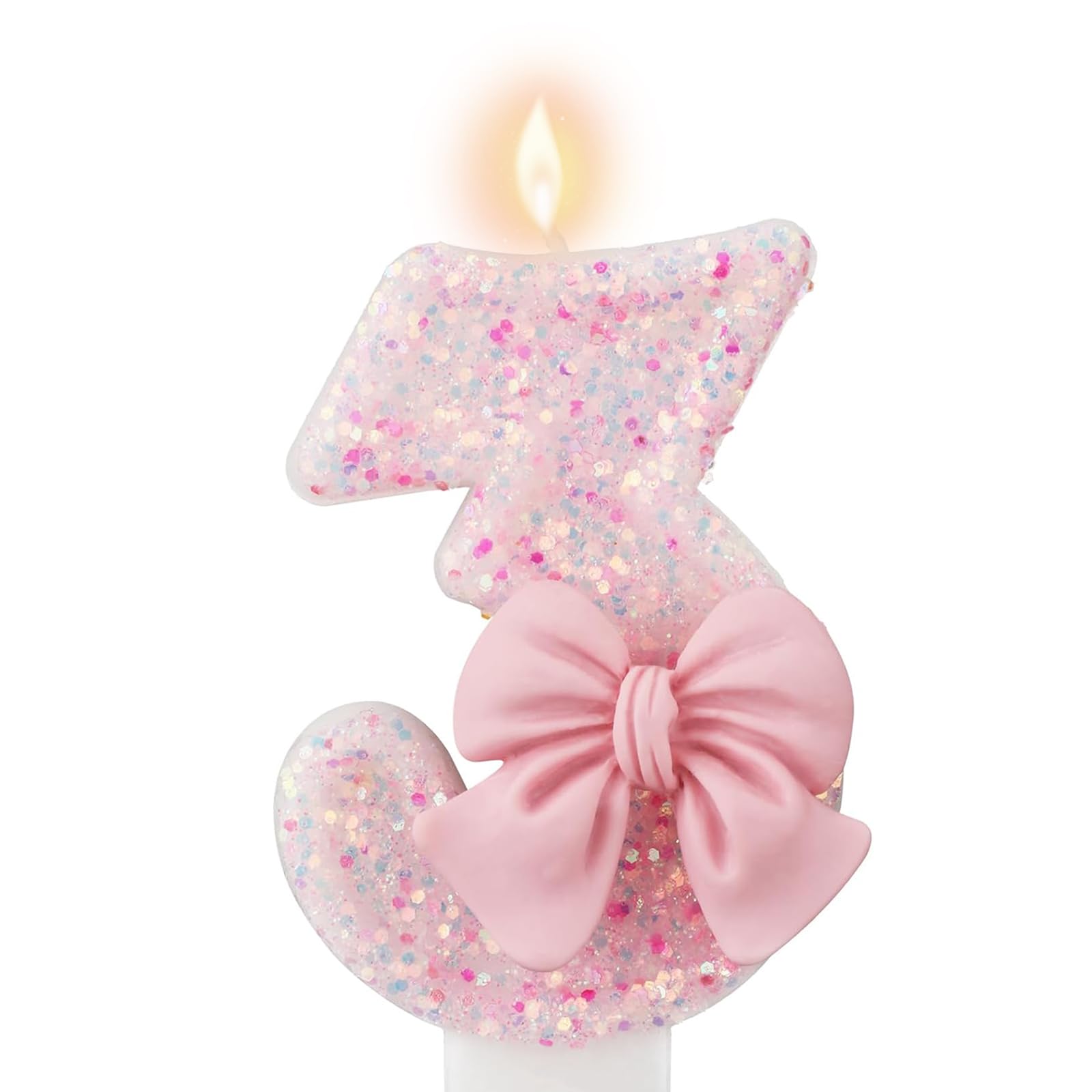Amazon.com: Pink Number 3 Birthday Candle, Girl 3rd Birthday Party Pink ...