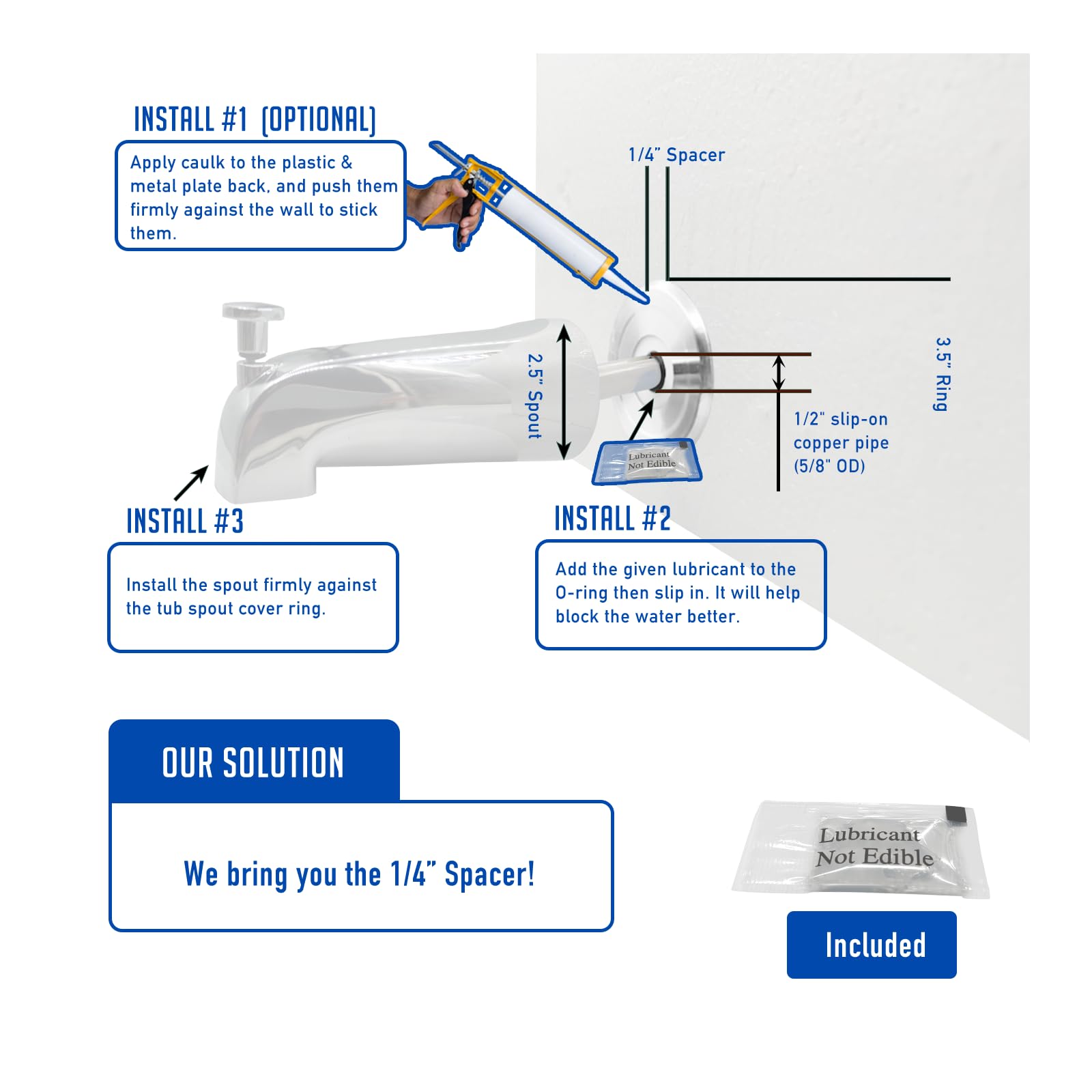 Snapklik.com : Welvzen 1/4" Spacer For Tub Spout, Flange Trim Ring For ...