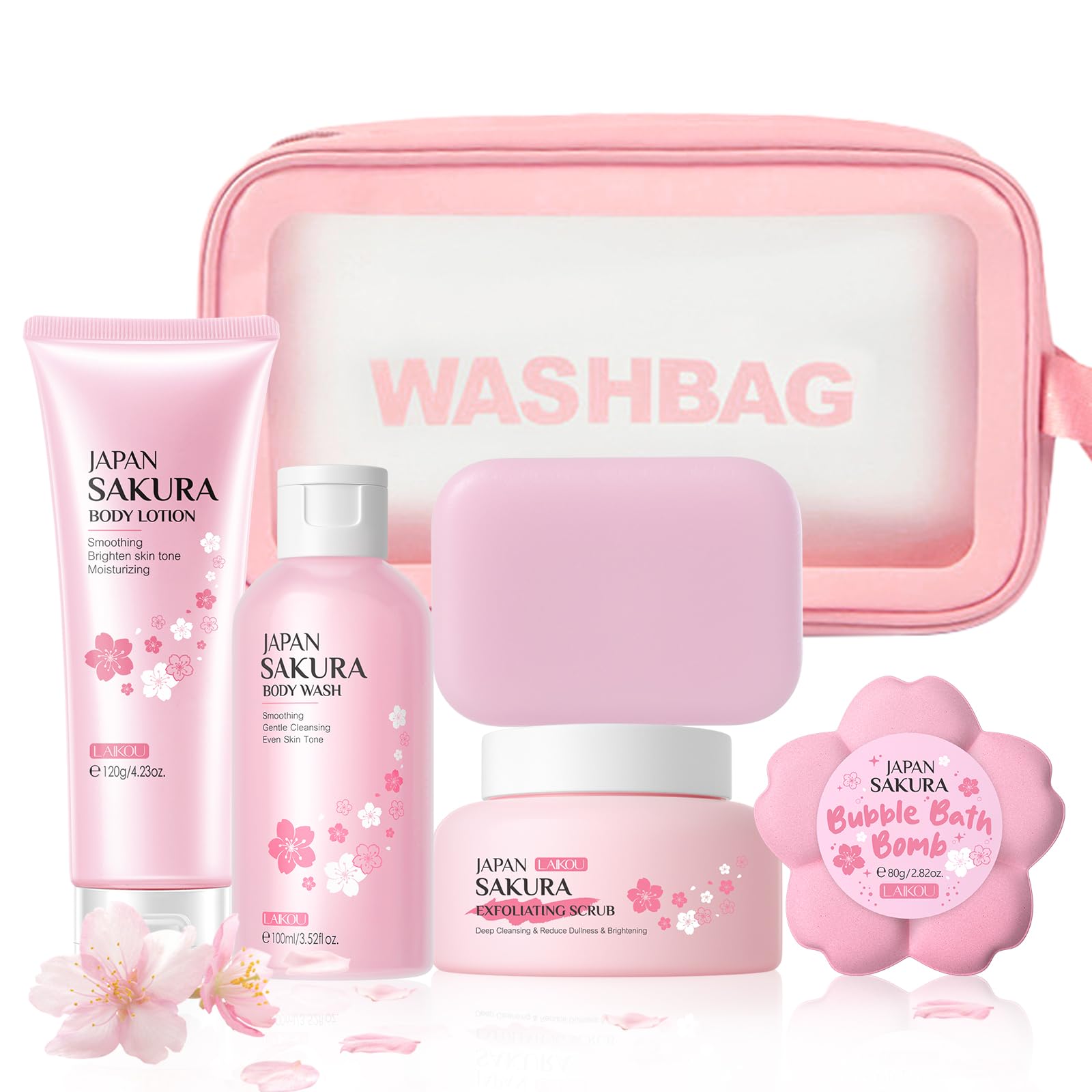 LAIKOU Japan Sakura Body Care Set, Spa Gift Set for Her, 6pcs Spa Bath ...