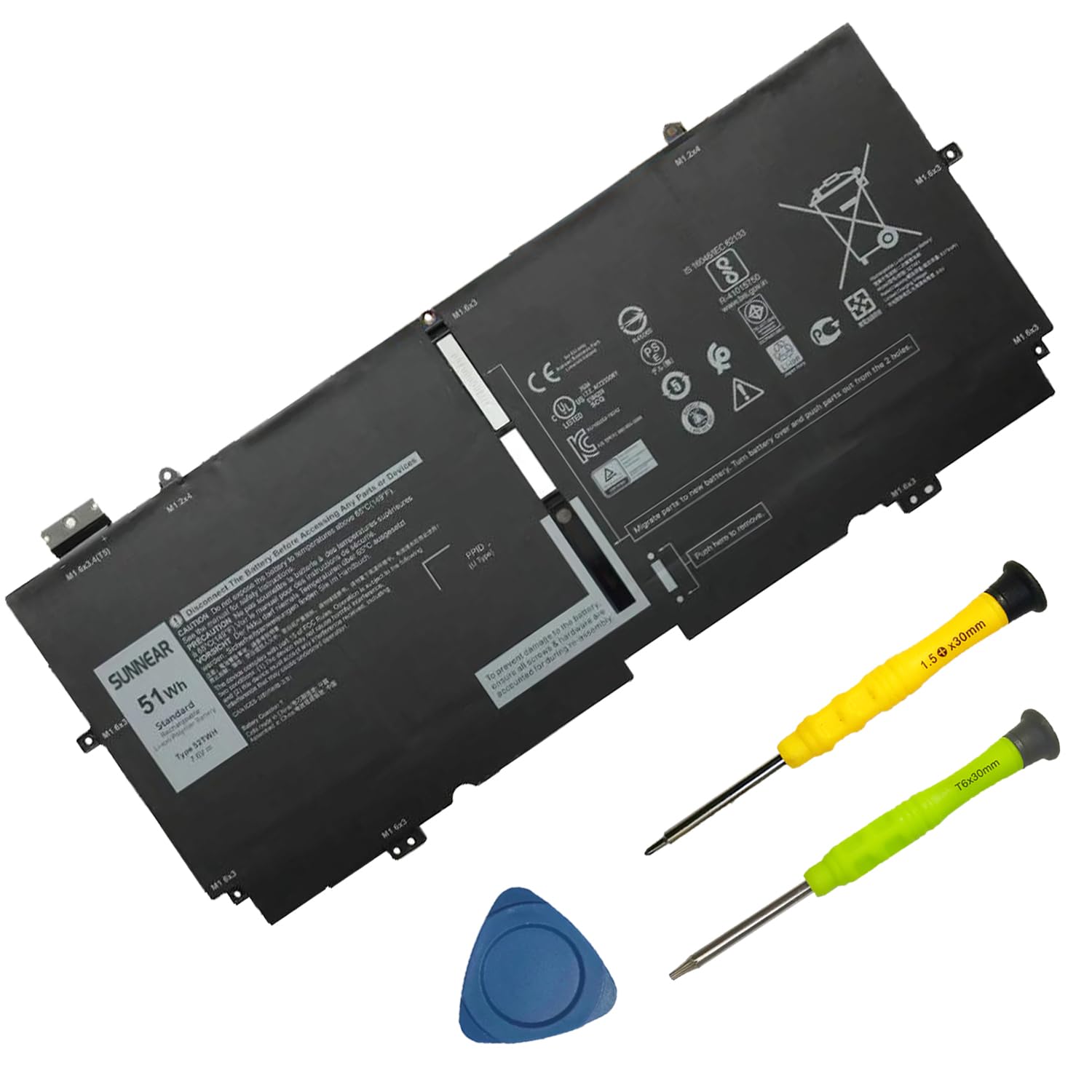 Amazon.com: SUNNEAR 52TWH Laptop Battery Replacement for Dell XPS 13 ...
