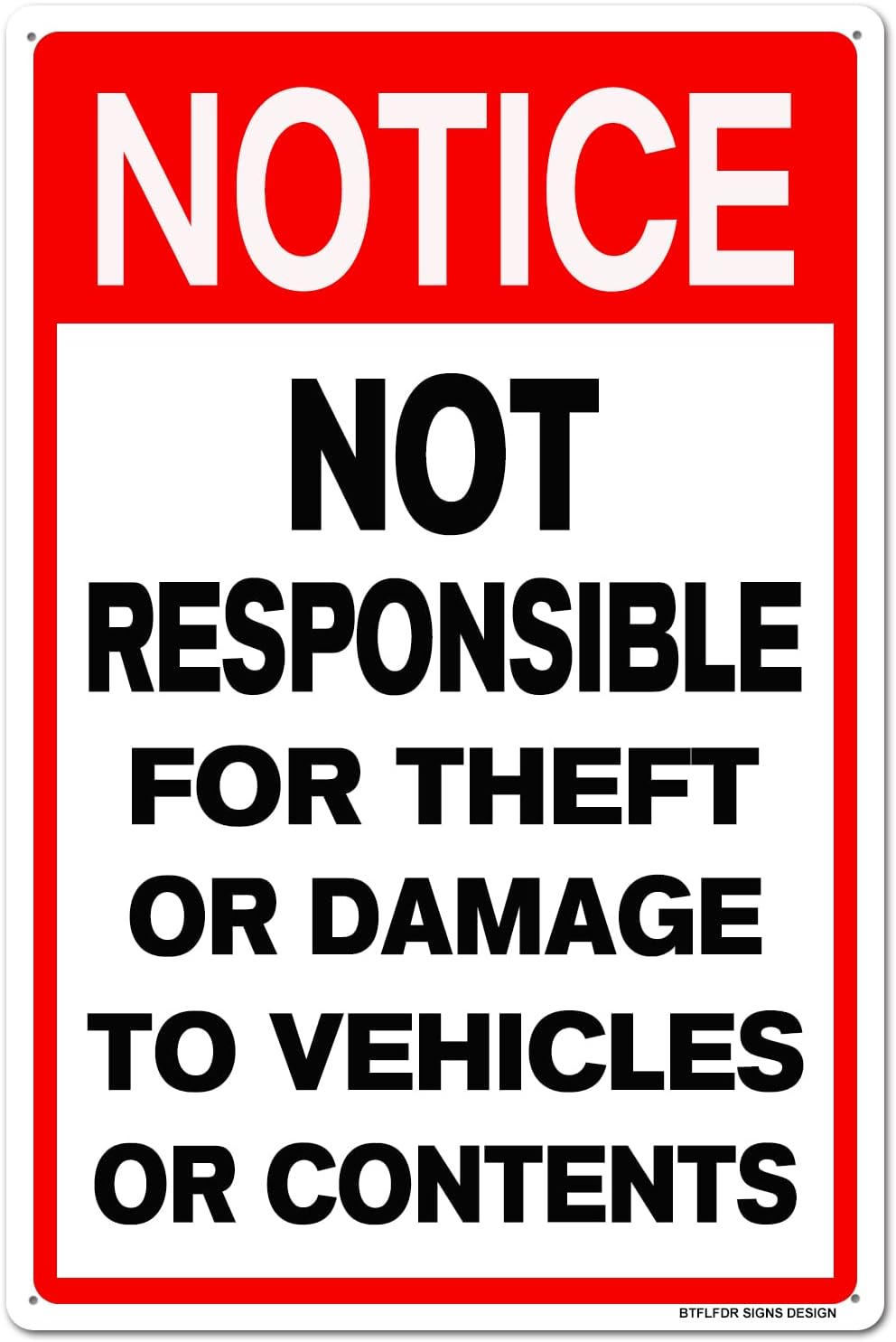 Amazon.com: WE ARE NOT RESPONSIBLE FOR THEFT OR DAMAGE TO VEHICLES LEFT ...