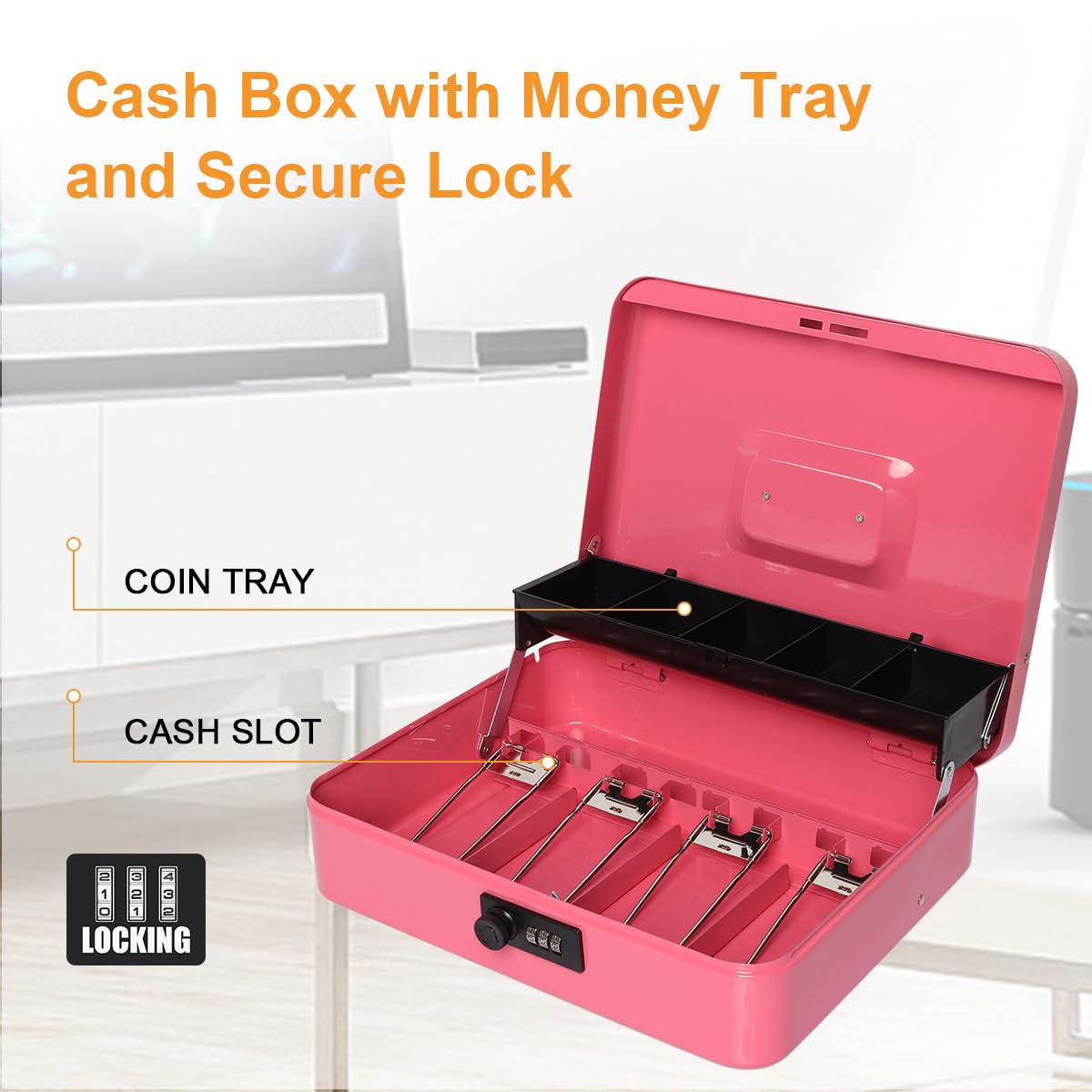 Snapklik.com : Jssmst Large Locking Cash Box