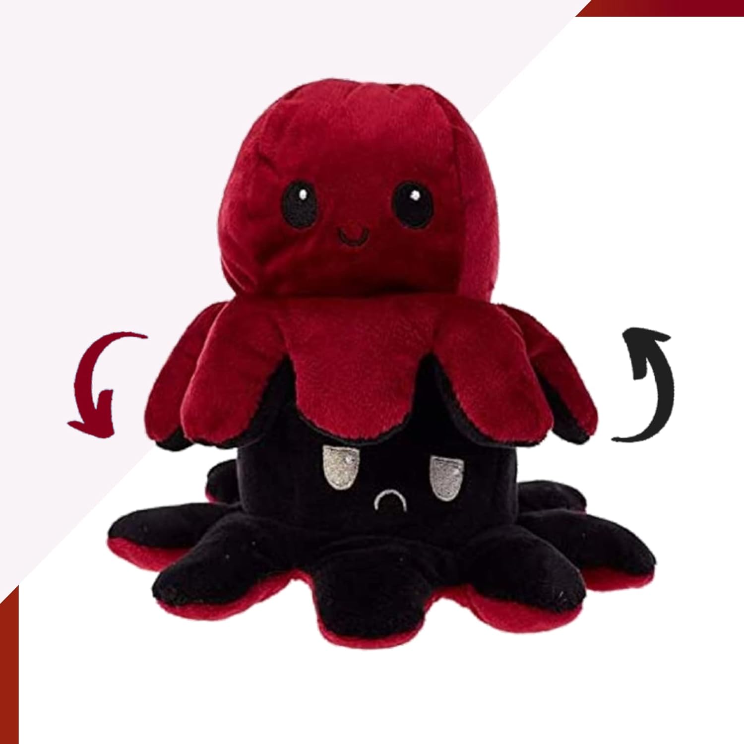 Giant Reversible Octopus Plush large – Happy and sad moody octopus ...