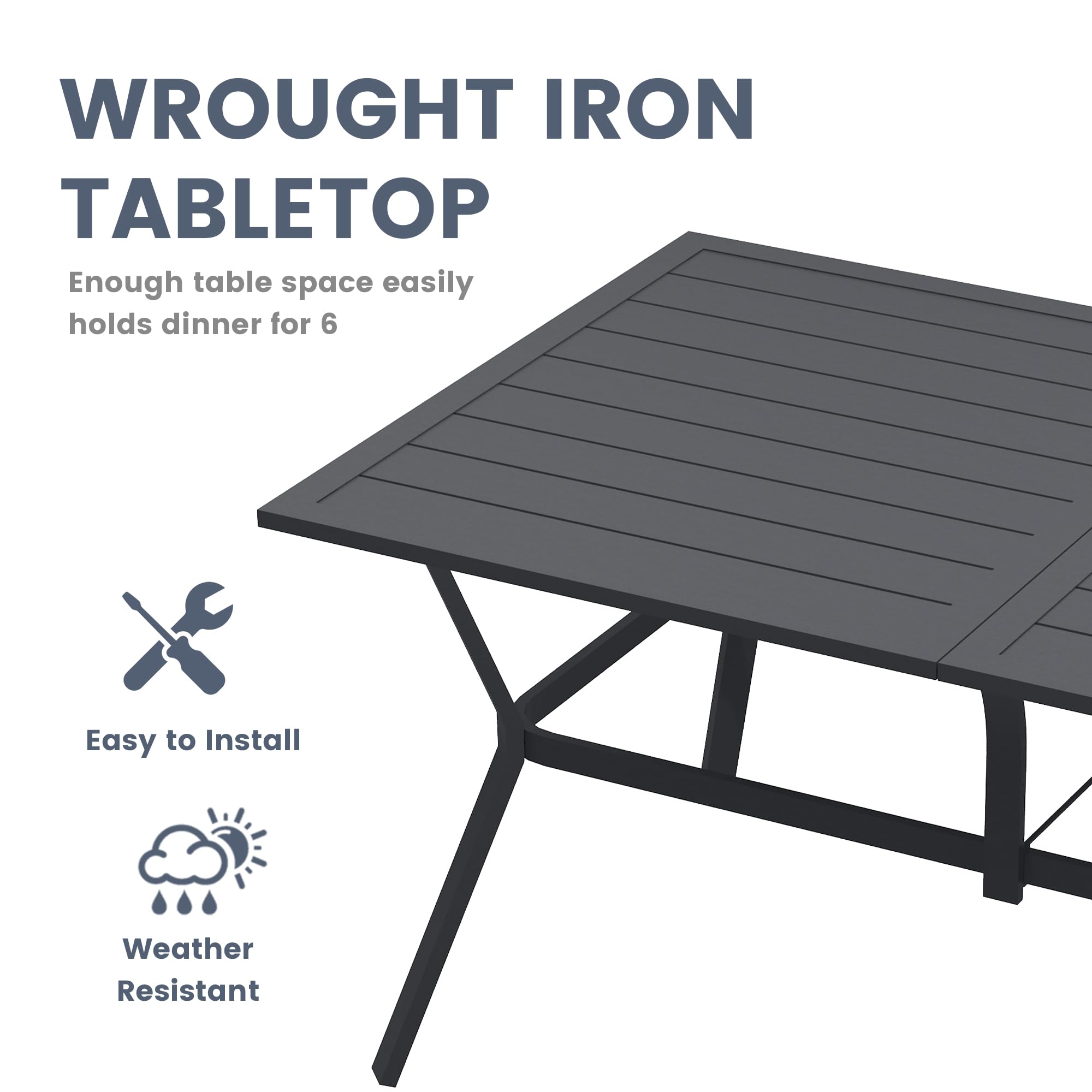 Snapklik.com : VICLLAX Rectangle Patio Dining Table For 6 Person ...