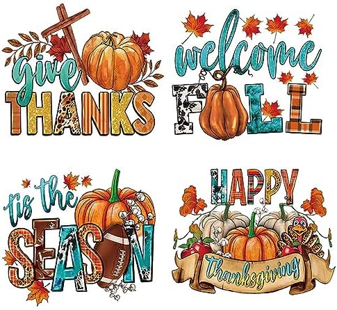 Amazon.com: Whaline 22 Sheets Fall Thanksgiving Iron On Transfers ...