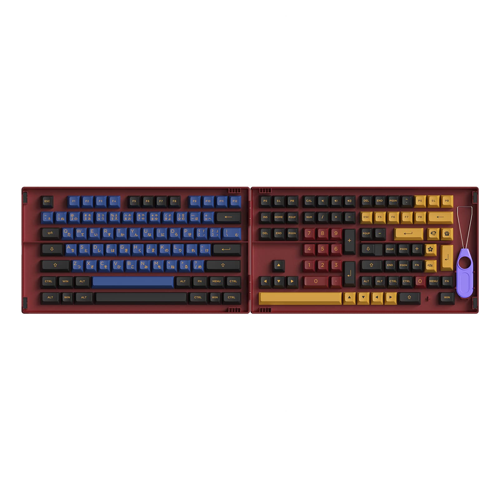 Buy Akko Red & Blue Samurai 226-Key ASA Profile PBT Double- Keycap Set ...