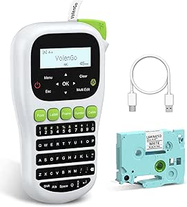 H1100 Label Maker, Label Machine with Tape 12mm Laminated White ...