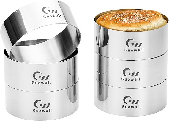 Amazon.com: Guowall 6pcs Hamburger Bun Ring Mold, Seamless Thickened 4 ...