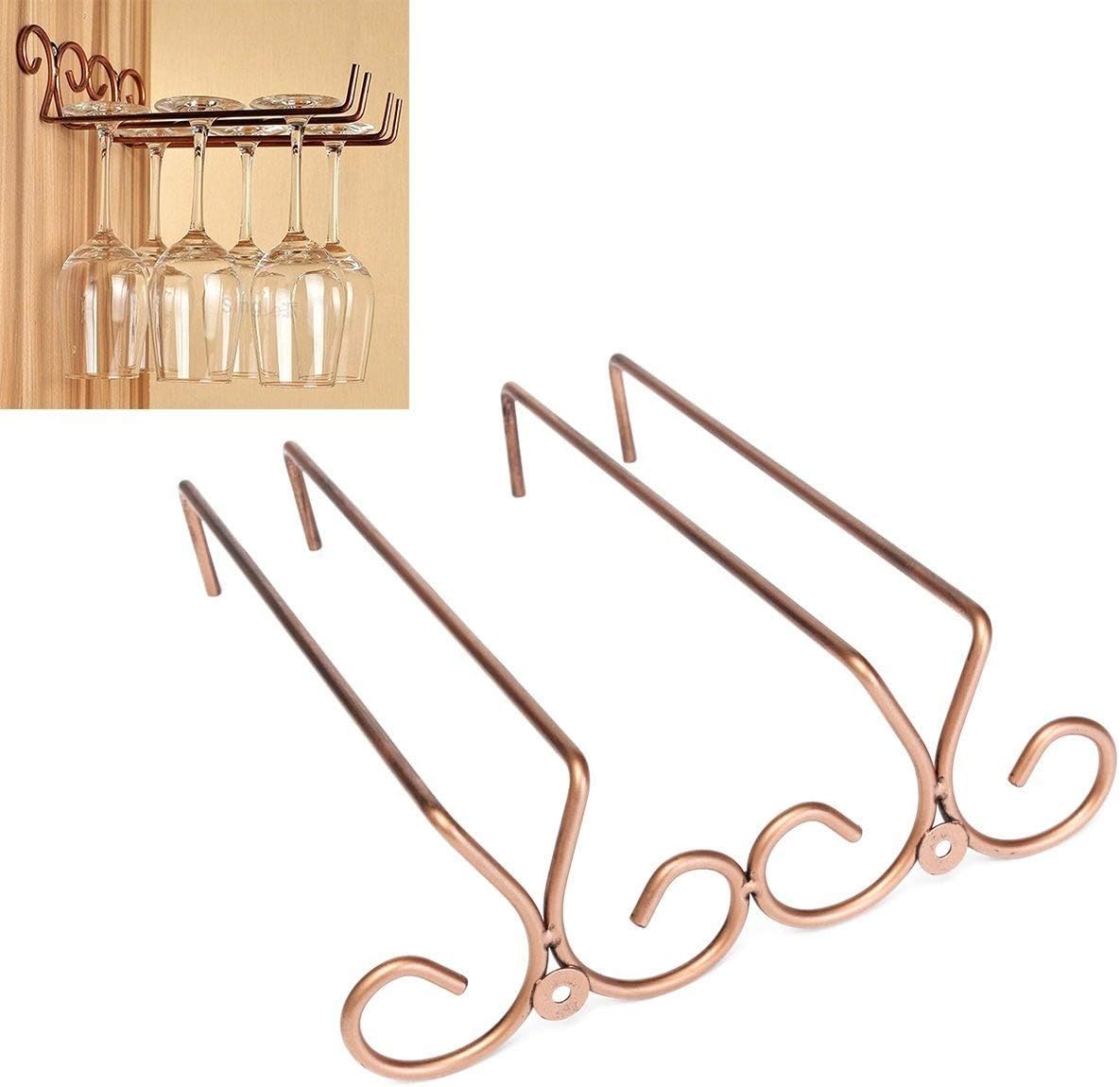 BESTOMZ 2 Rows Bronze Stainless Steel Wall Mounted Wine Glass Hanger ...