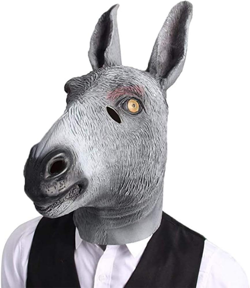 Amazon.com: HENGYUTOYMASK Donkey Mask Latex Animal Head Mask Halloween ...