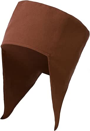 Amazon.com: PROCOS Linen Coif Hat Retro Bonnet Medieval Renaissance Cap ...