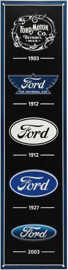 Amazon.com: Ford Logo Evolution Vertical Embossed Metal Sign - Vintage ...
