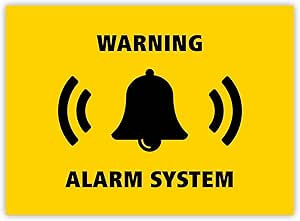 5 x Alarm System Stickers - Yellow - Security Alarm Warning Sign - for ...