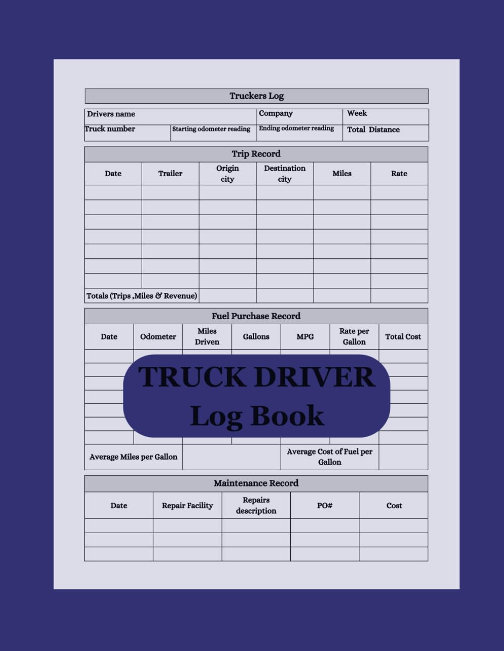 TRUCK DRIVER LOG BOOK: Your Complete Road Companion: Simplify, Record ...