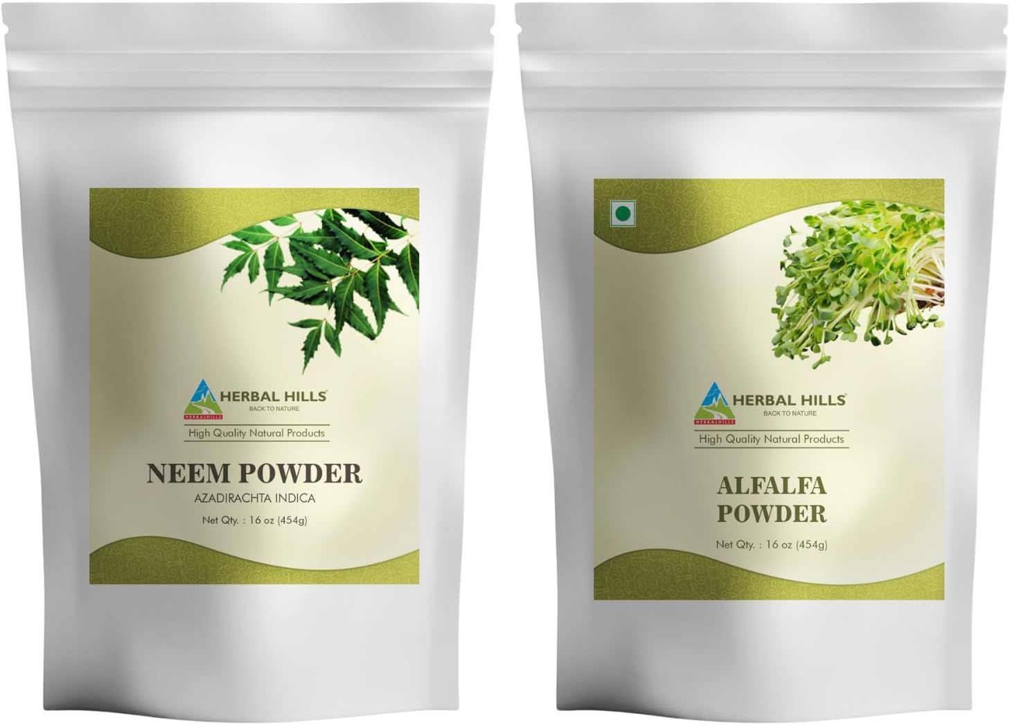 Amazon.com: HERBAL HILLS Neem Leaf Powder and Alfalfa Powder 16 Oz Pack ...