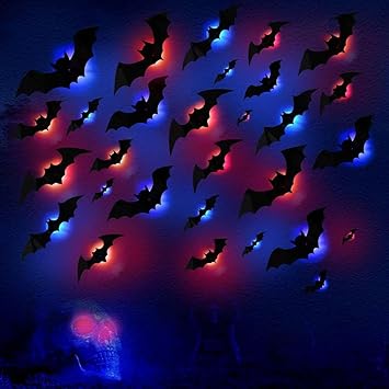 Amazon.com: 2026 Upgrade Halloween 3D Lighted Bats, New LED Bat ...