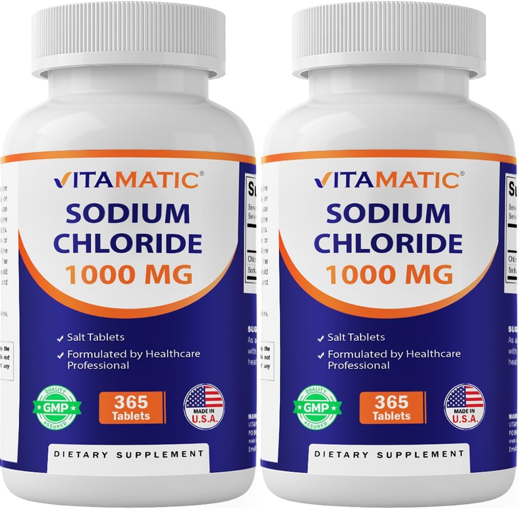 Amazon.com: Vitamatic Sodium Chloride 1000mg – 365 Tablets -2 Bottles ...