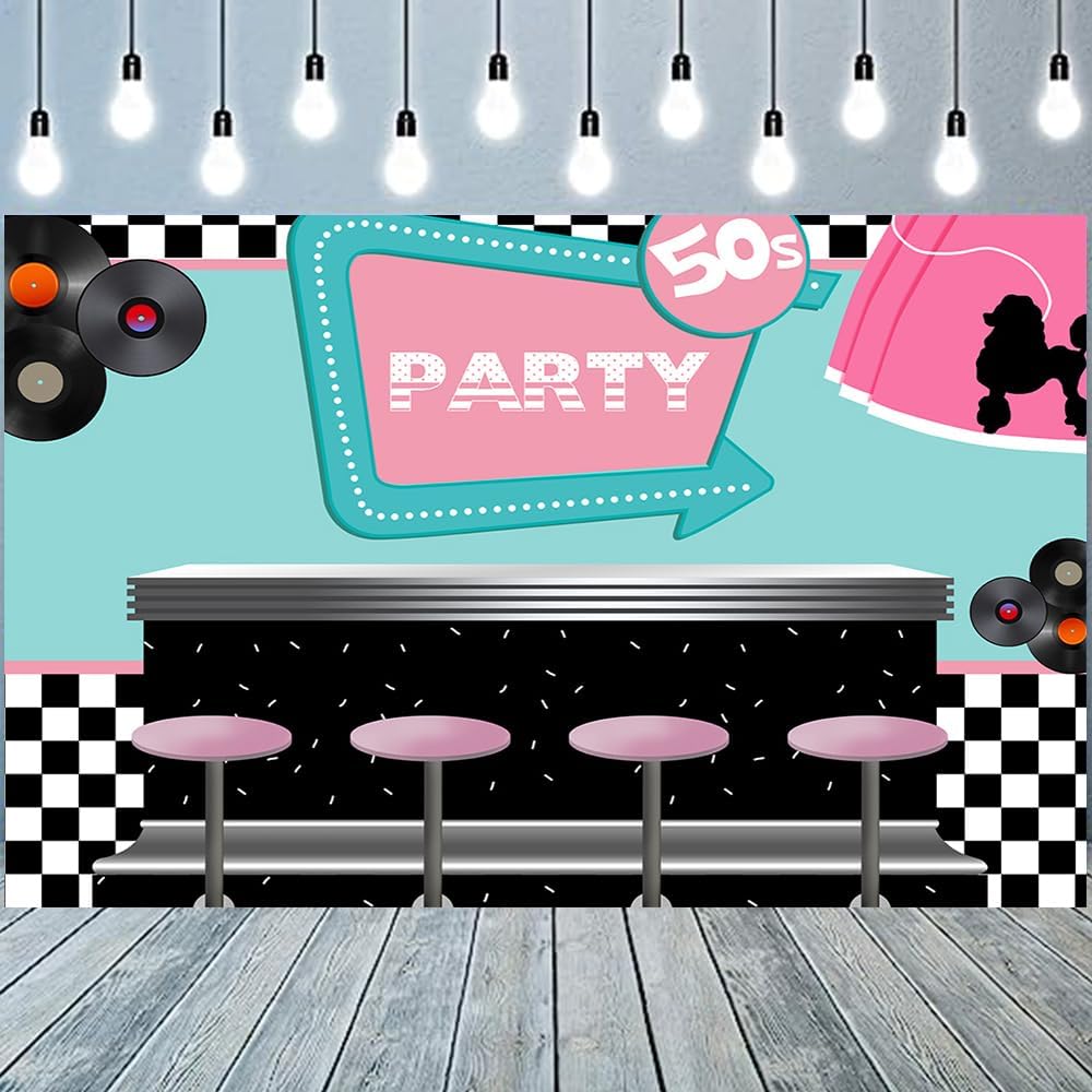 Amazon.com : DOTOOMA 7x5 FT Back to 50's Rocking Party Decorations ...