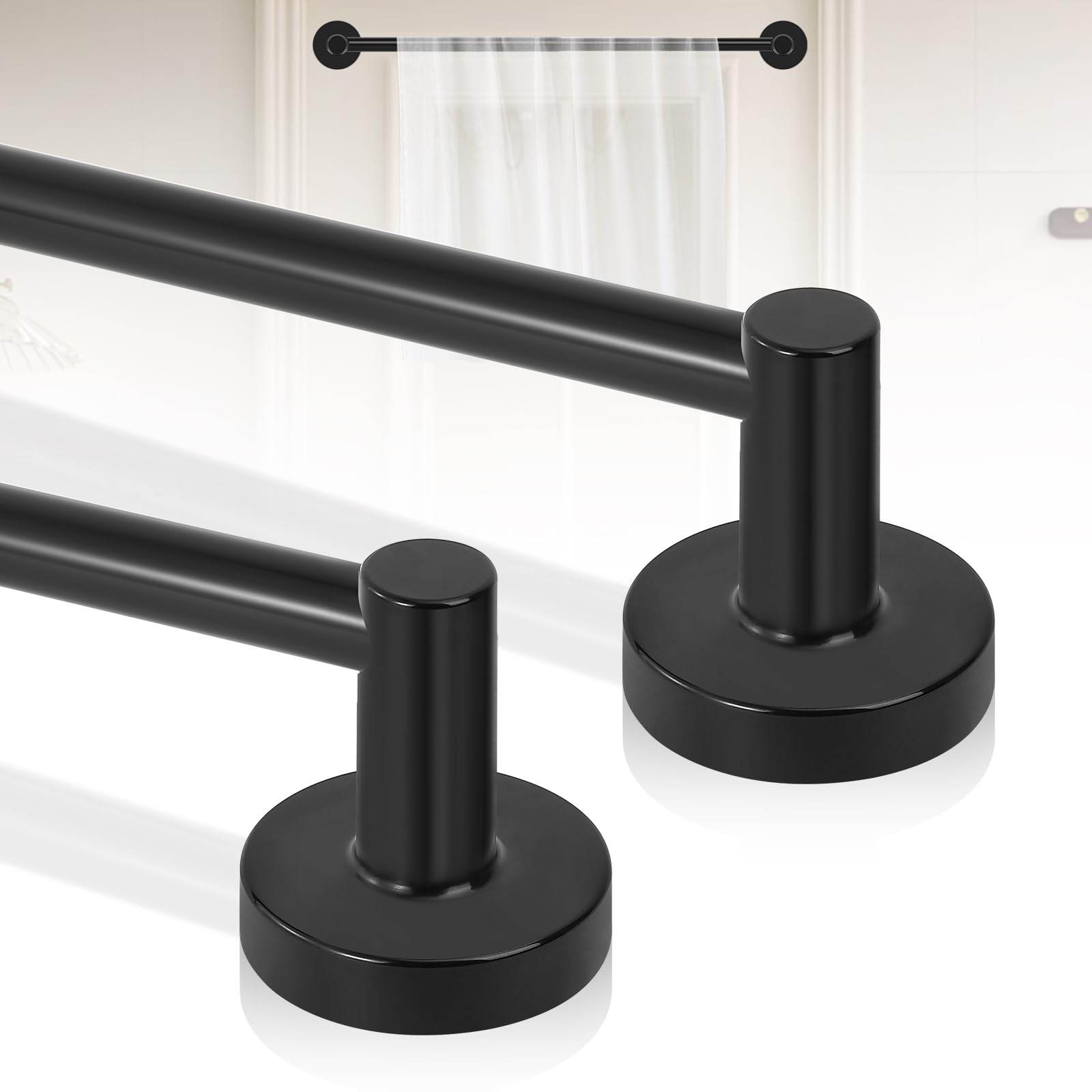 Amazon.com: HTZON 4Pack Black Magnetic Curtain Rod,Magnetic Curtain Rod ...