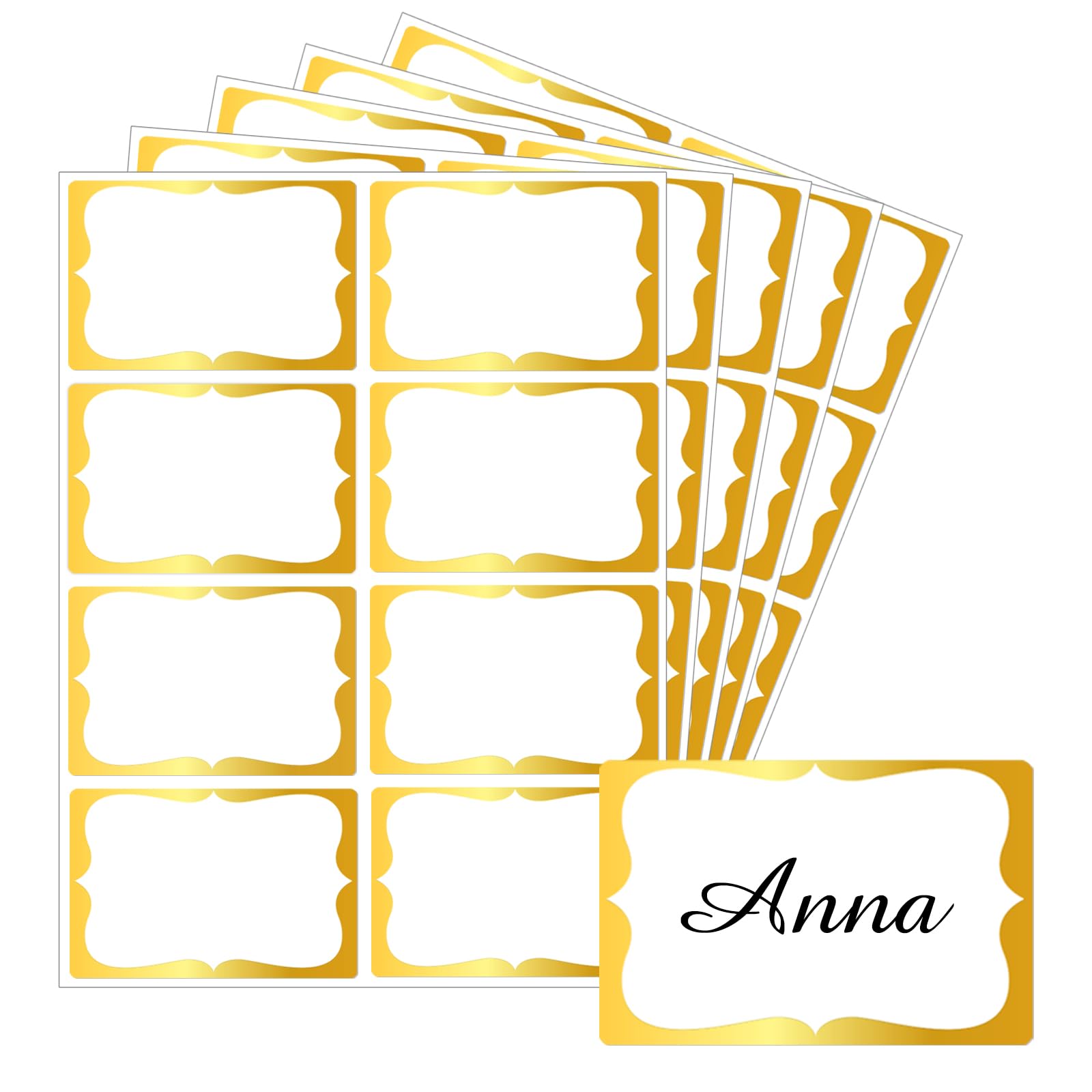 Amazon.com : Starboling Name Tag Stickers,200 Pcs 3"x2" Gold Plain Name ...