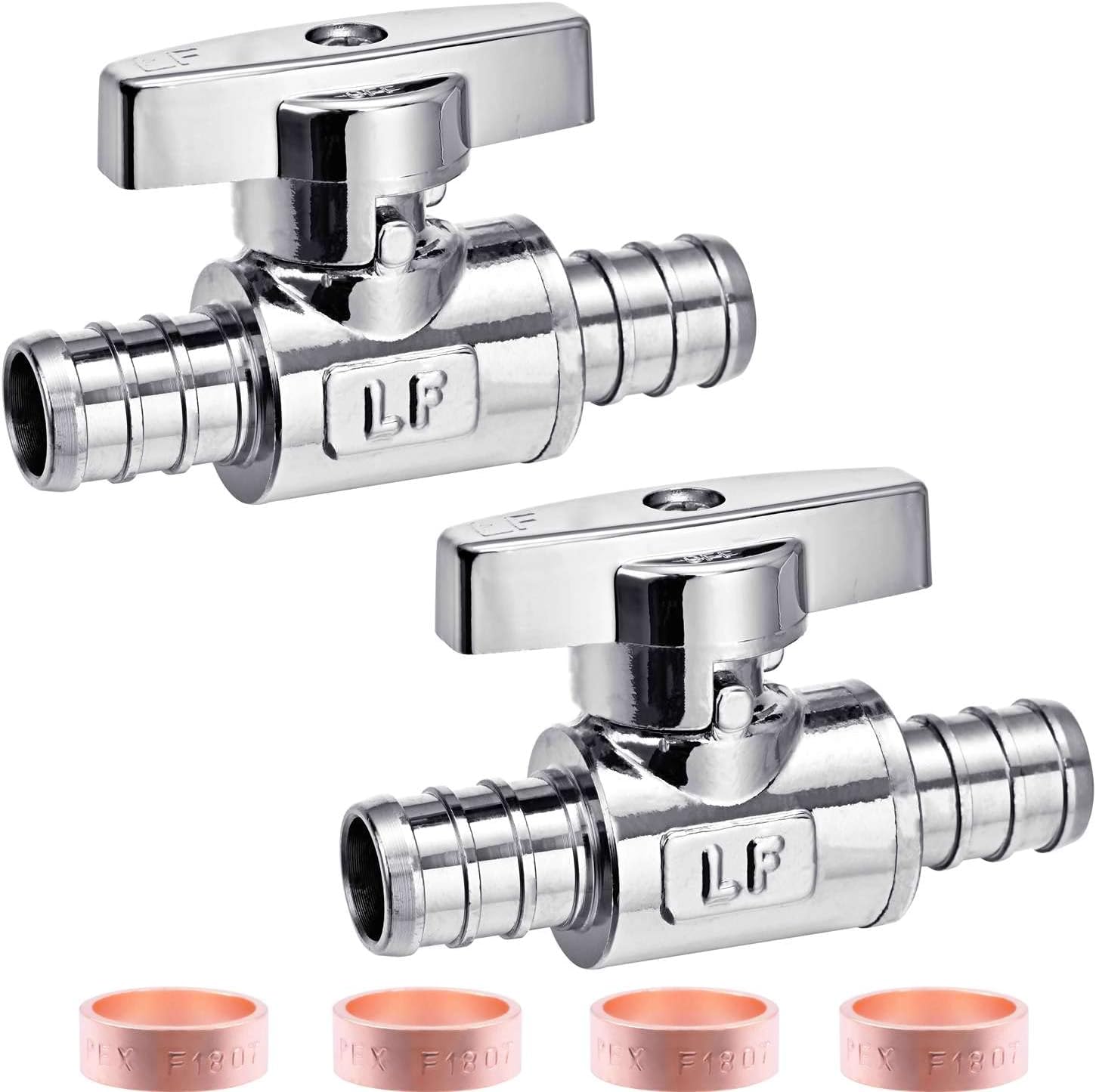 Amazon.com: Brass PEX Ball Valve 1/2" with White T Handle, Pex Barb ...