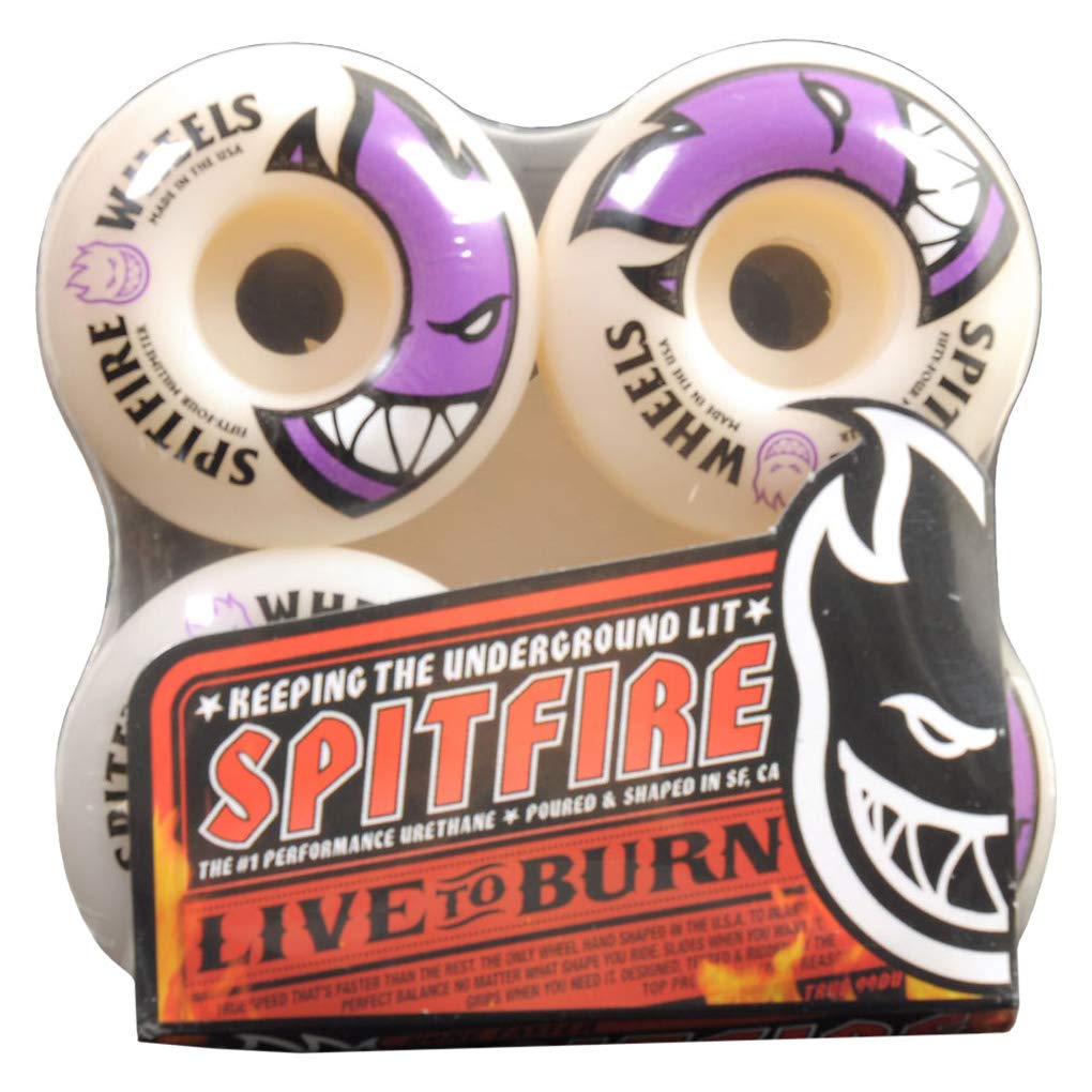 Snapklik.com : Spitfire Bighead 54mm White W/Purple Skateboard Wheels
