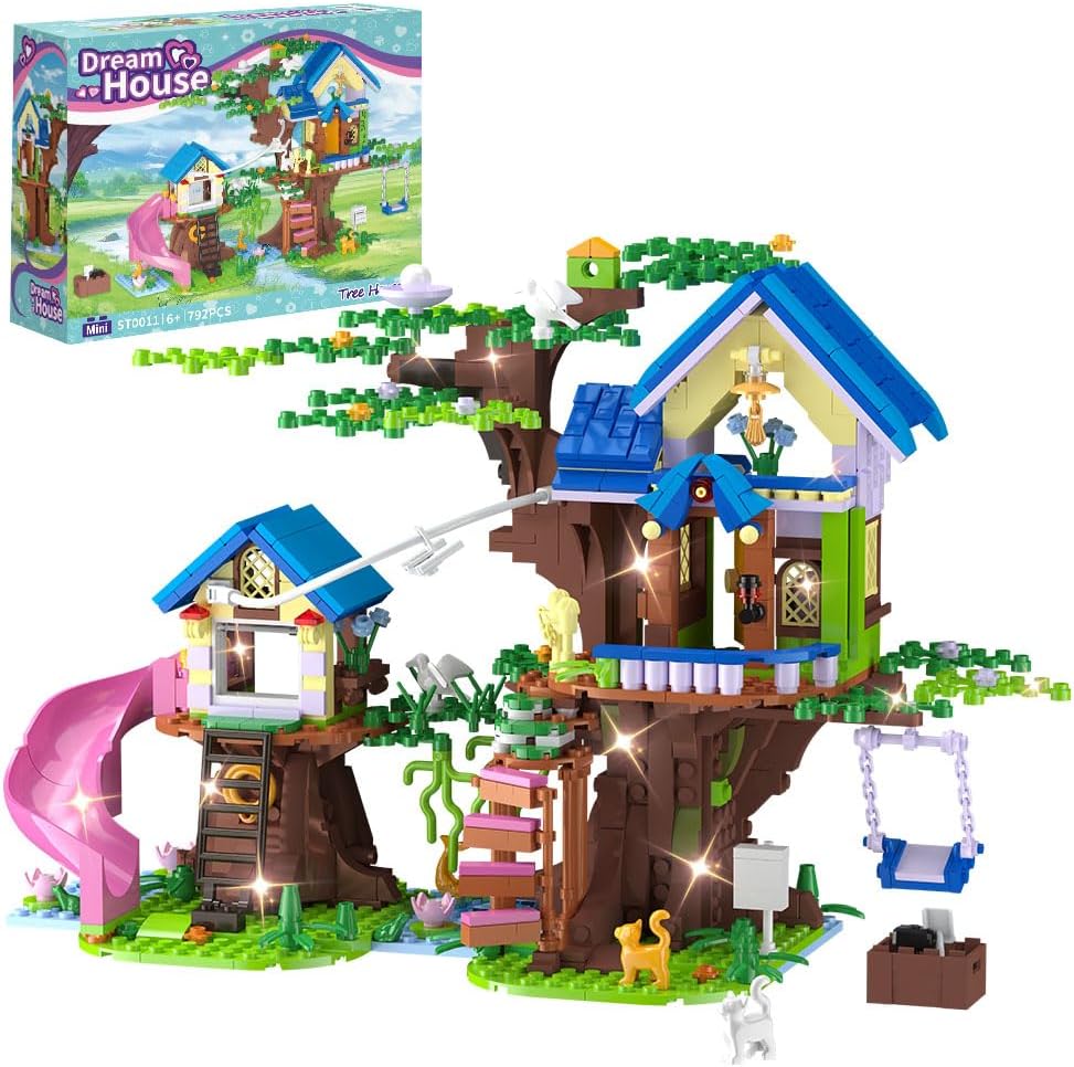 Amazon.com: Tree Building Set with LED, 792pcs Mini Blicks Building ...
