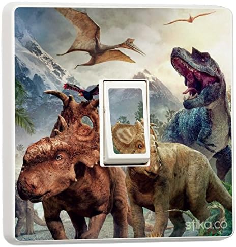 stika.co Pack of 2 Dinosaurs Single Light Switch Stickers - Dino Kids ...