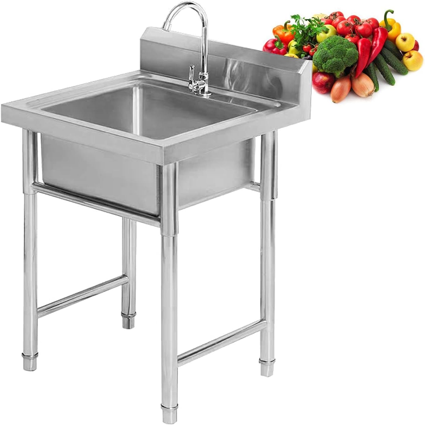 Stainless Steel Kitchen Sink with Tap, Bracket, Easy to Clean and ...