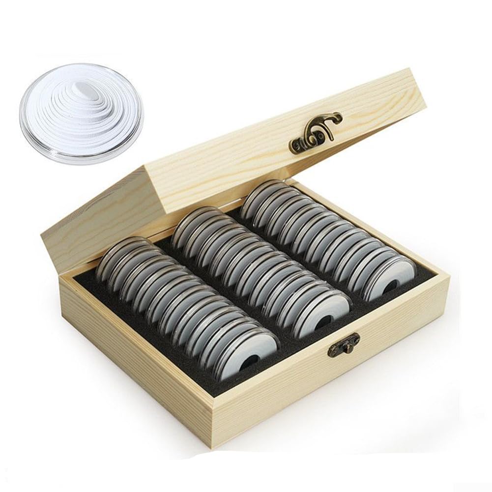 Silver Coin Storage Fireproof Coin Storage Box With 36 Capsules & 100 ...