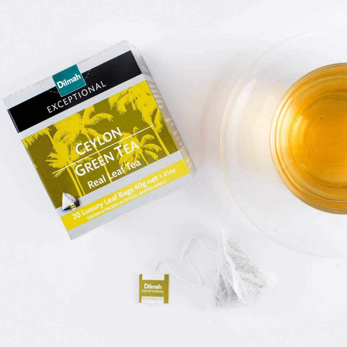 Buy Dilmah Ceylon Green Tea 20 Tea Bags - Dilmah Exceptional Range Tea in Luxury Leaf Bags Pure ...
