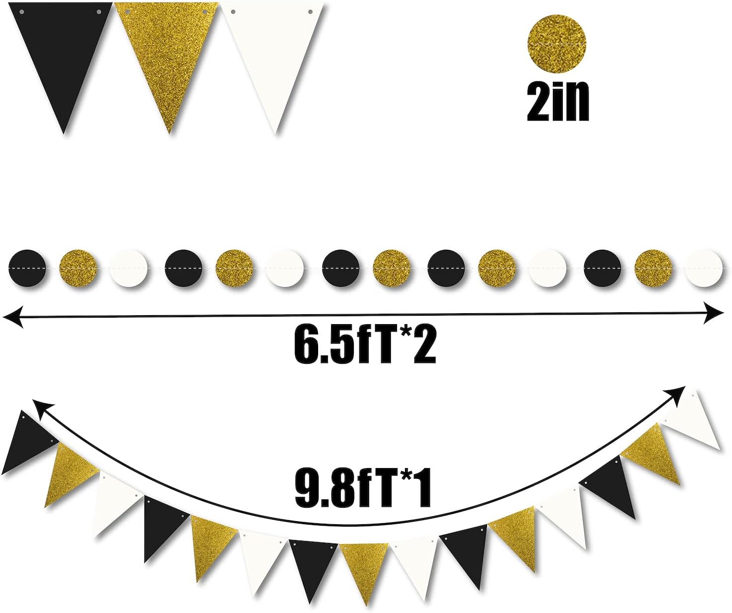 Buy Kuailaihai 21pcs Party Decorations Set, Black and Gold Hanging ...