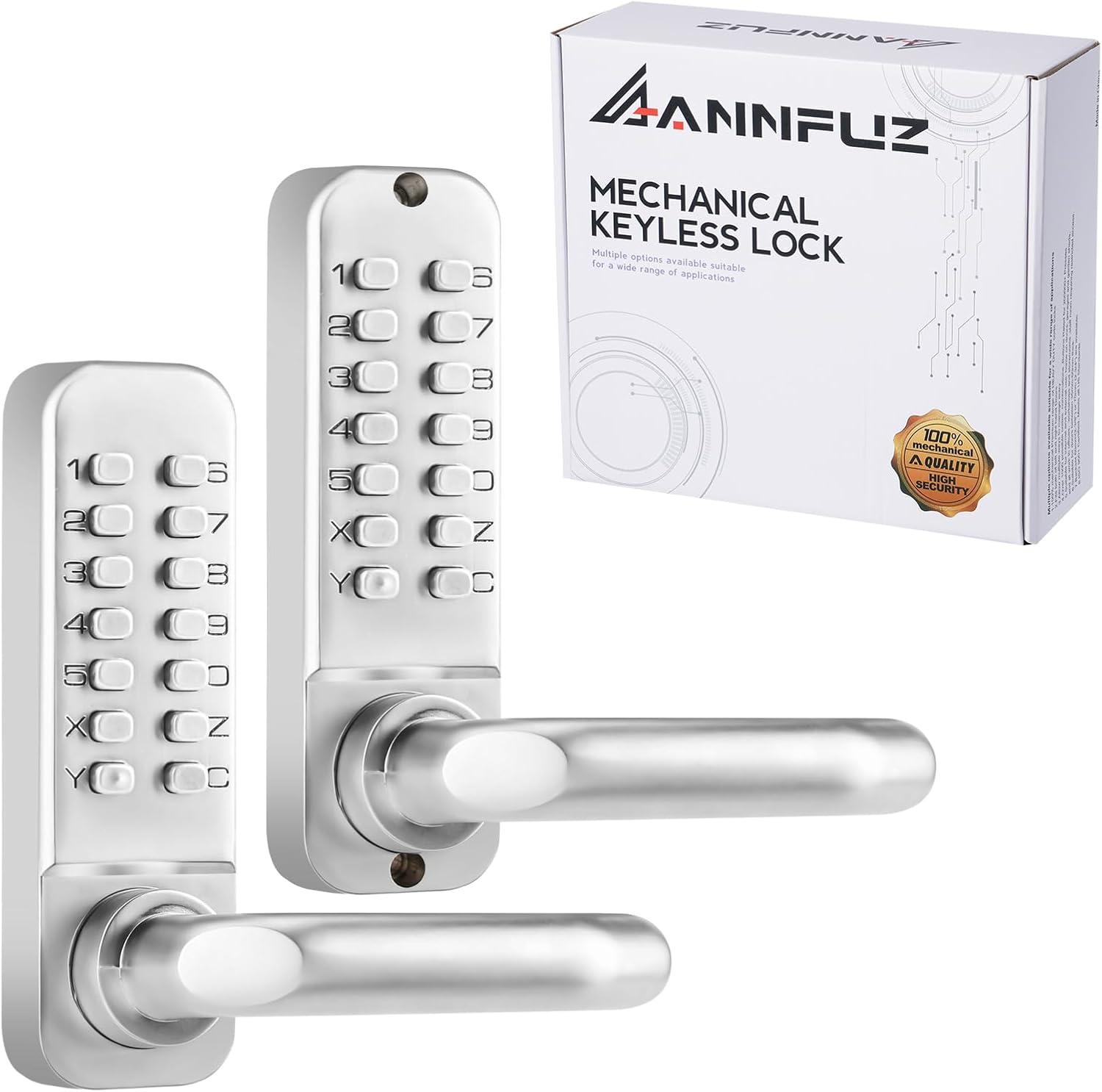 ANNFUZ Mechanical Keyless Entry Door Lock with Keypad,Double-Sided ...