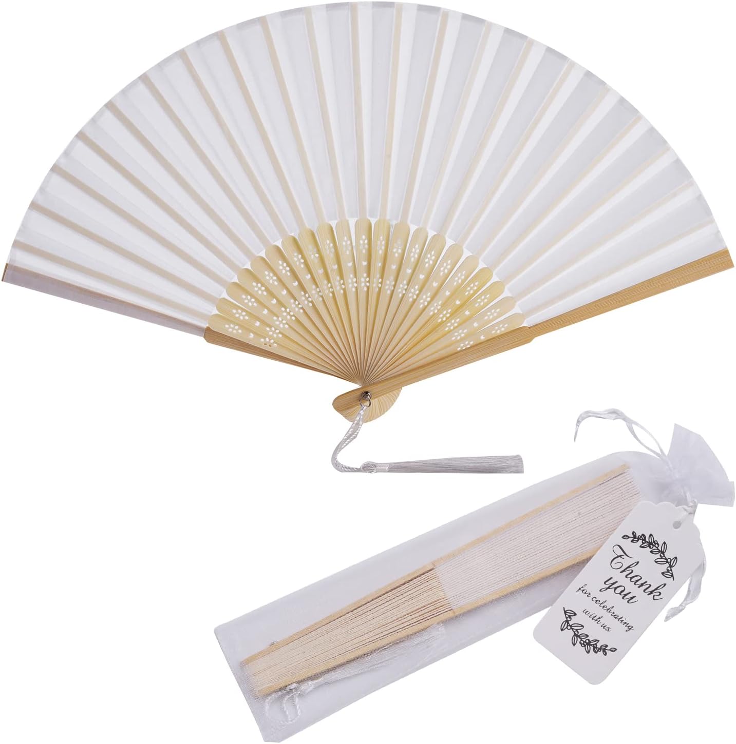 Amazon.com: WYTAOHZL 50PCS White Paper Fans Folding Fans with Bags ...