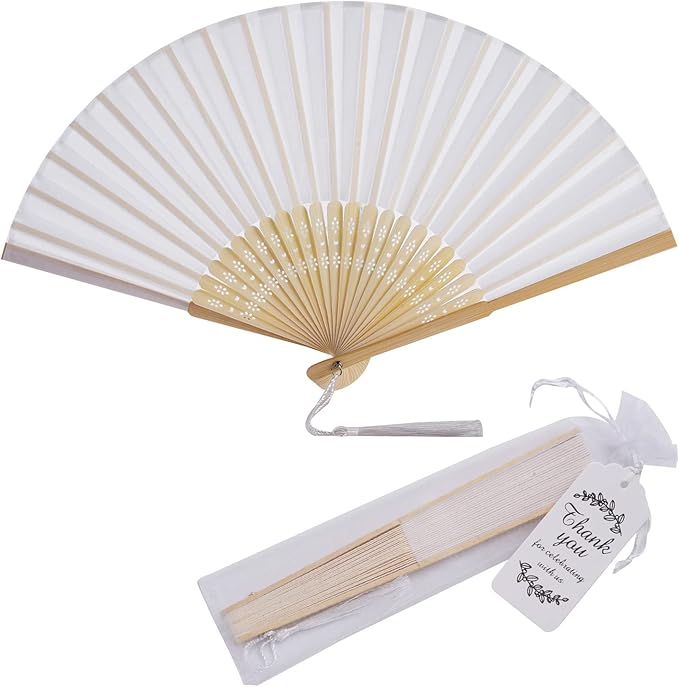 Amazon.com: SL crafts 50 Sets Imitated Silk Hand Fan with Tassel and ...
