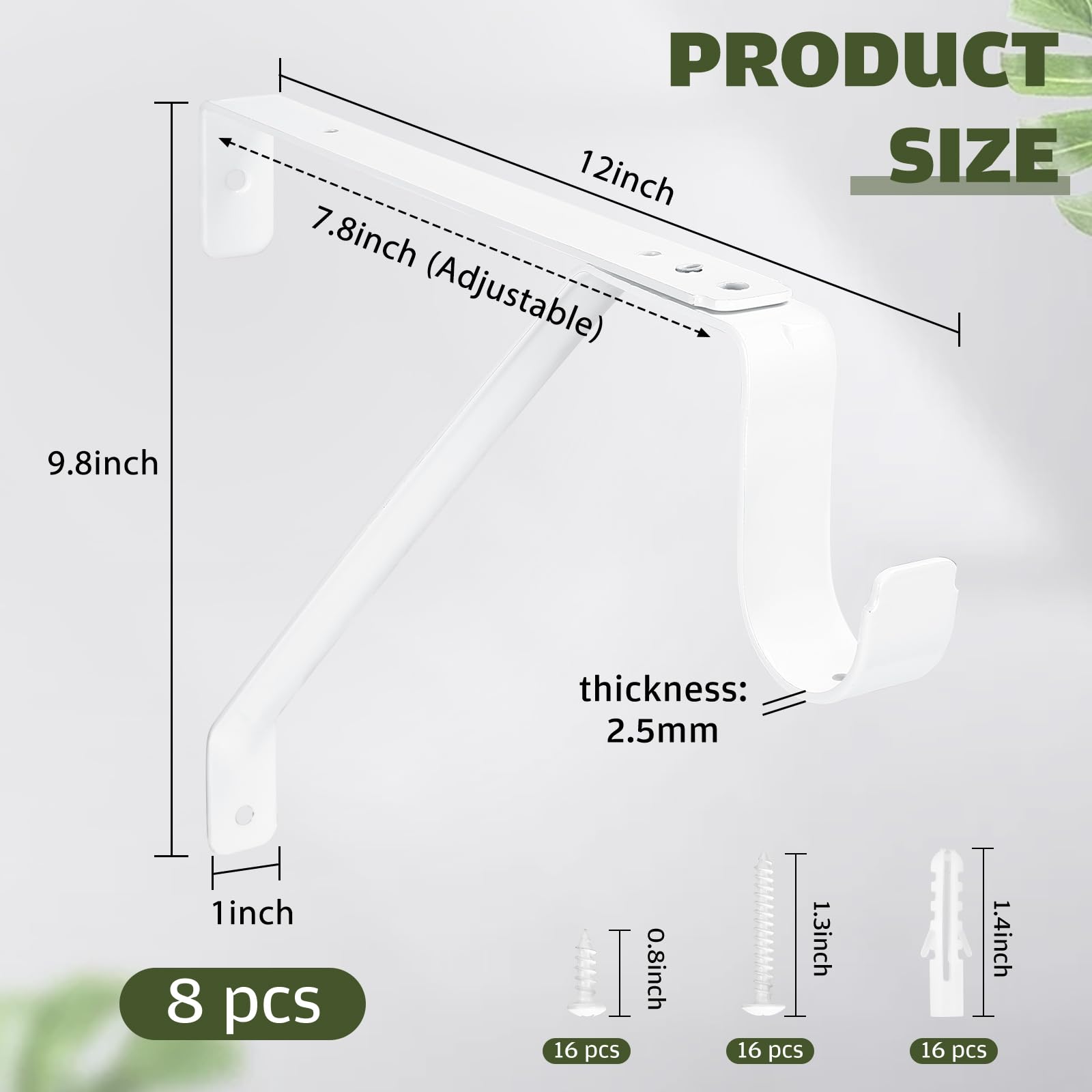 Snapklik.com : Gisafai 8 Pack Heavy Duty Closet Rod Brackets 12x9.8 ...