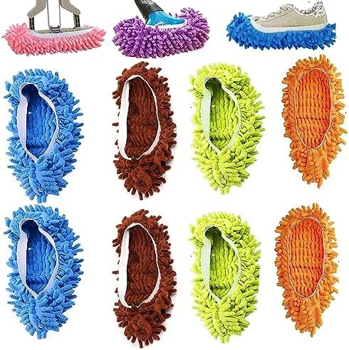 Amazon.com: KEEPOW Mop Slippers Shoes 5 Pairs Microfiber Floor Cleaning ...