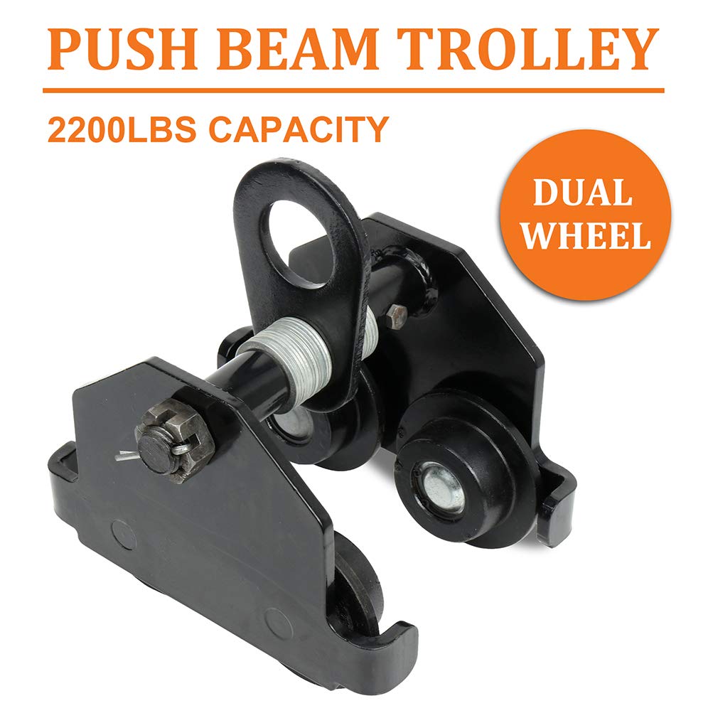 Buy CTCAUTO 1ton Plain Trolley Manual Hand i-Beam, Monorail Trolley ...