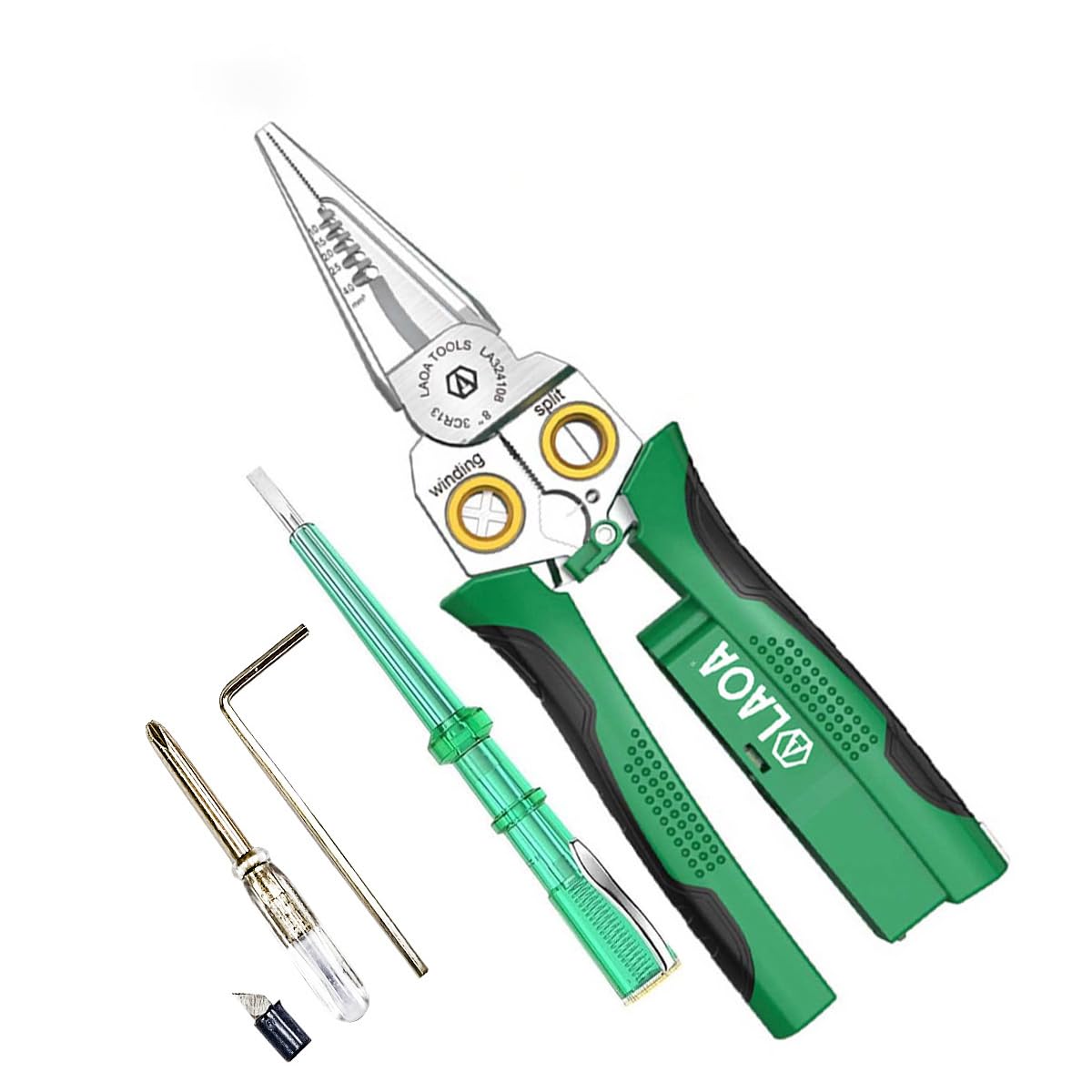 LAOA Wire Stripper with Electricity Measurement Function,8-in-1 Wire Stripping Pliers for ...