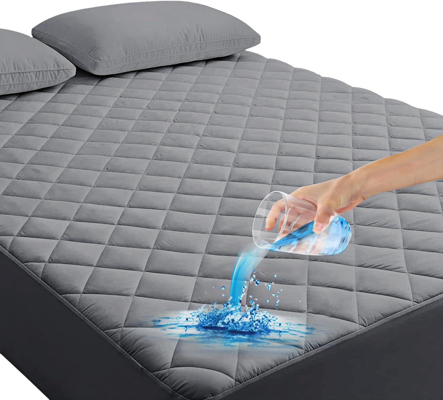 MRustc Protector Cubre Colchón Impermeable Decoración (Gris ...