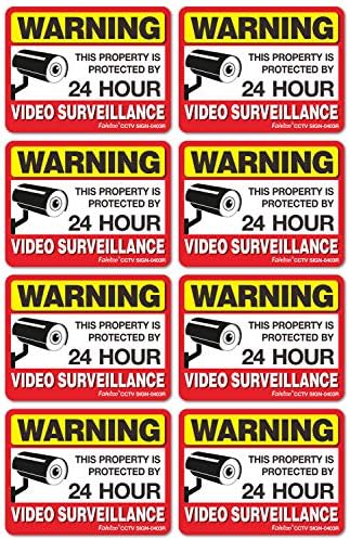 Video Surveillance Sign Reflective Sticker (8 Pack) - Decal Self ...