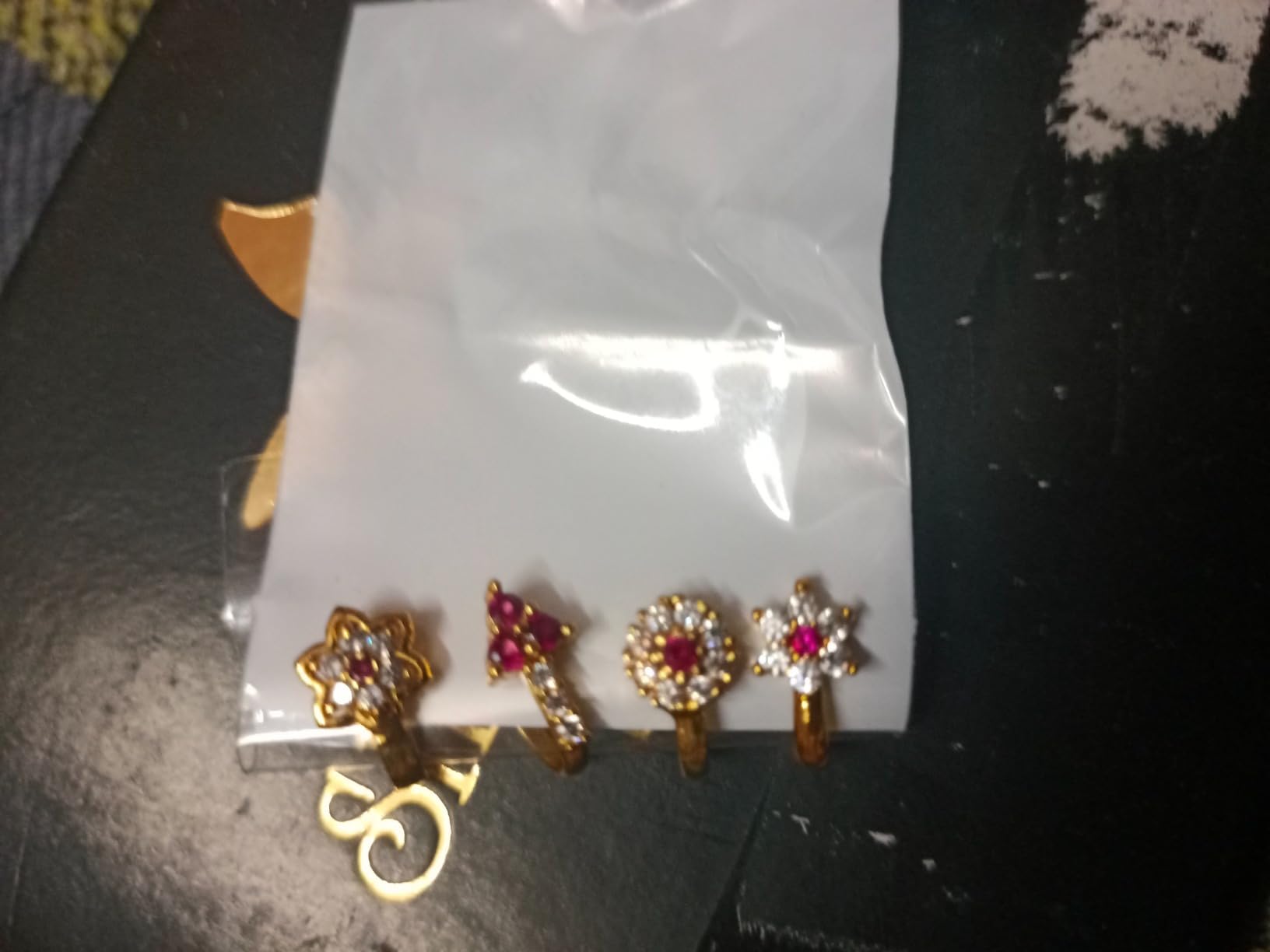 Buy VAMA FASHIONS Trendy Clip on Diamond Ruby Stone Nose Ring Pin ...