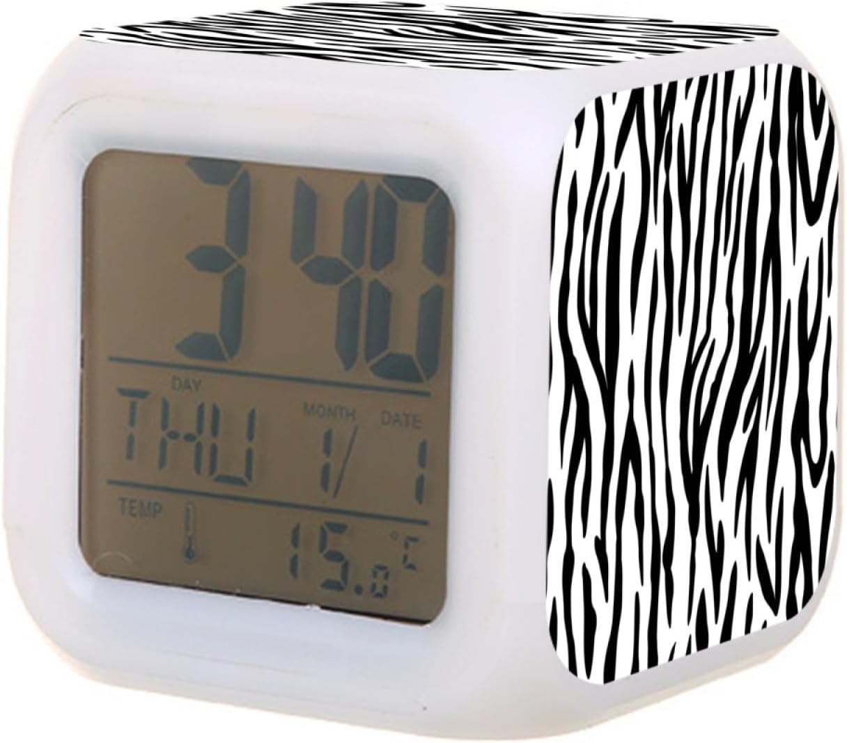 Amazon.com: Digital Alarm Clock,Black and White Zebra Animal Print 7 ...