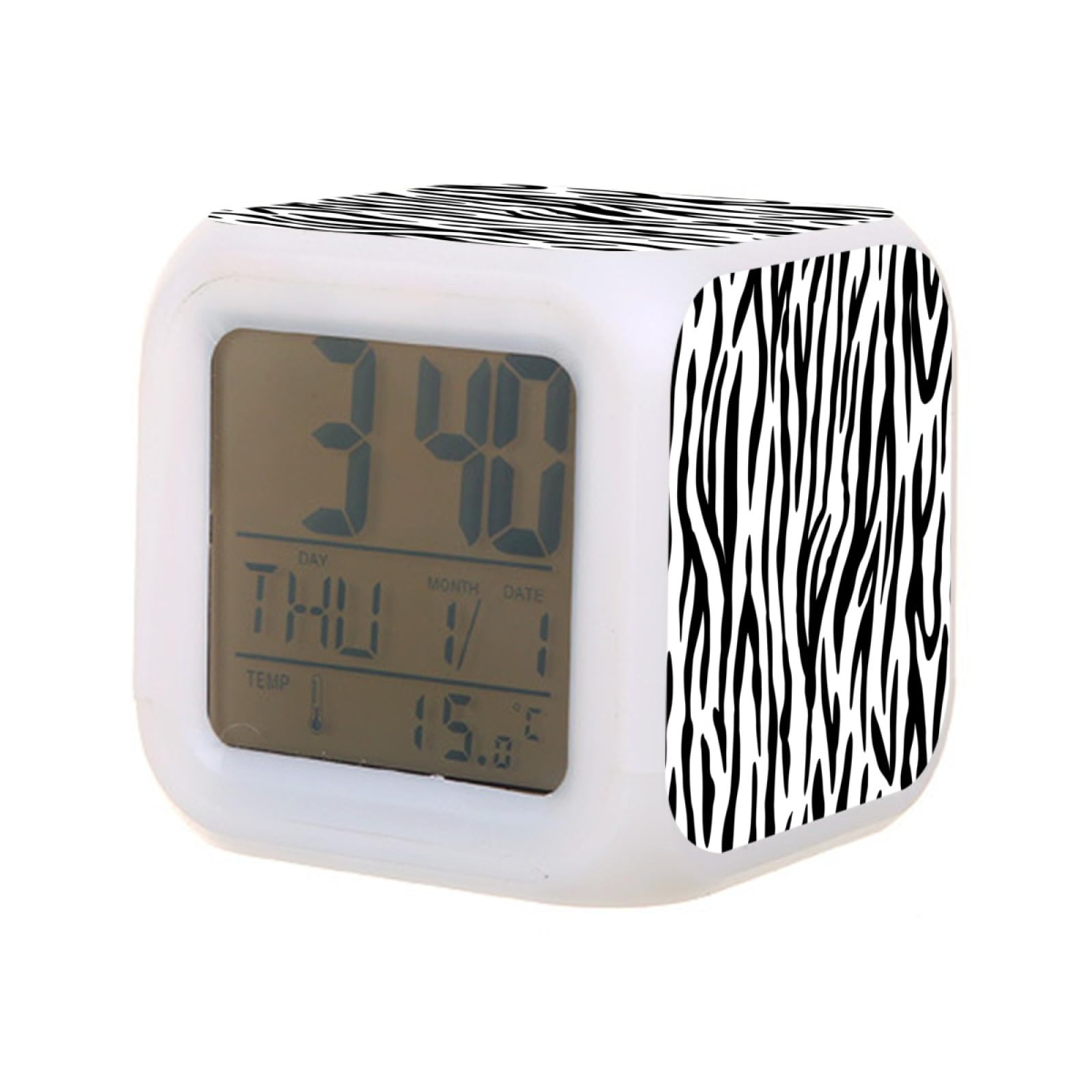 Amazon.com: Digital Alarm Clock,Black and White Zebra Animal Print 7 ...