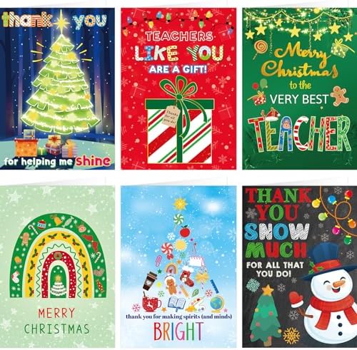 Amazon.com : Fancy Land Christmas Thank You Cards for Teachers 12Pcs ...