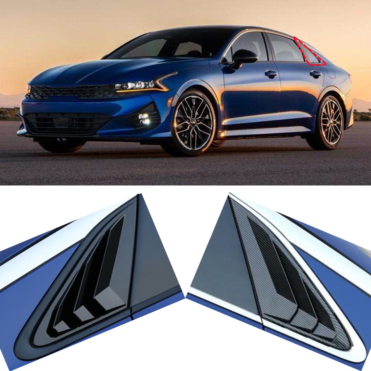 Arkdeffon 2PCS Rear Side Window Louver Shutter Cover Air Vent/Louvers ...